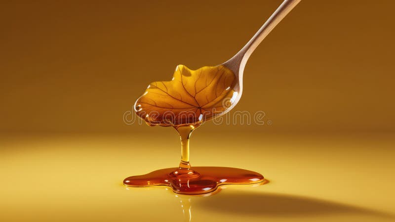 Maple Syrup Pouring on Spoon. Generative AI Stock Illustration ...