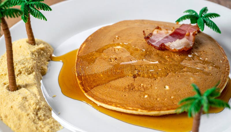 Maple Syrup River Flowing through Pancake Archipelago with Bacon Palm ...