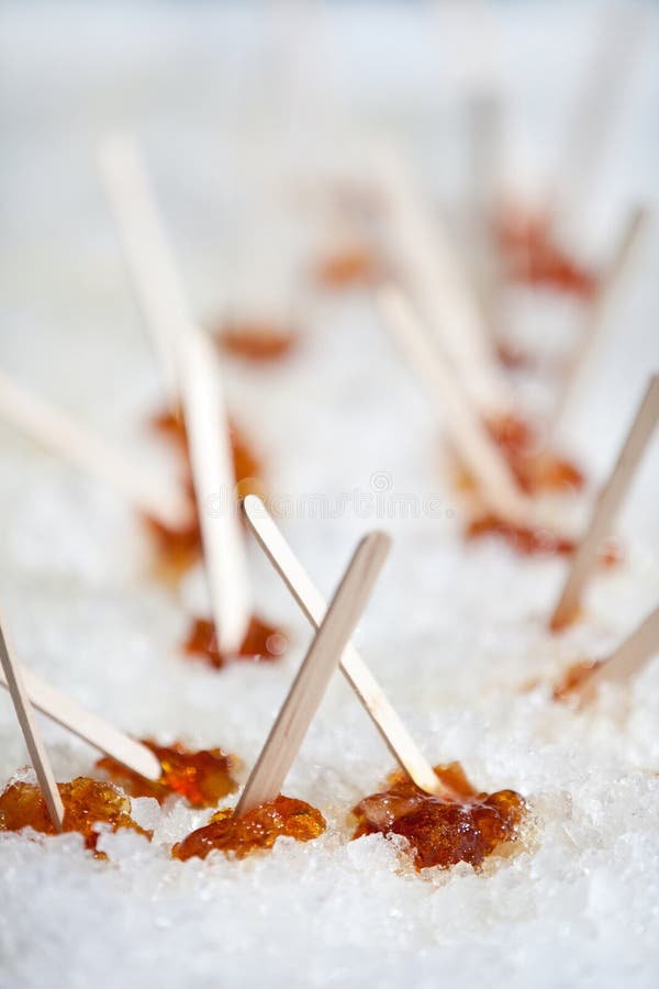 Maple taffy on snow. stock photo. Image of traditional - 2240482