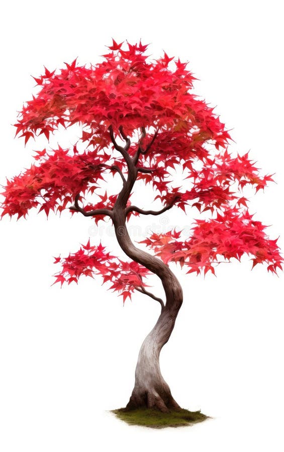 Maple Tree, Red Japanese, Isolated White Background, Suitable for Use ...