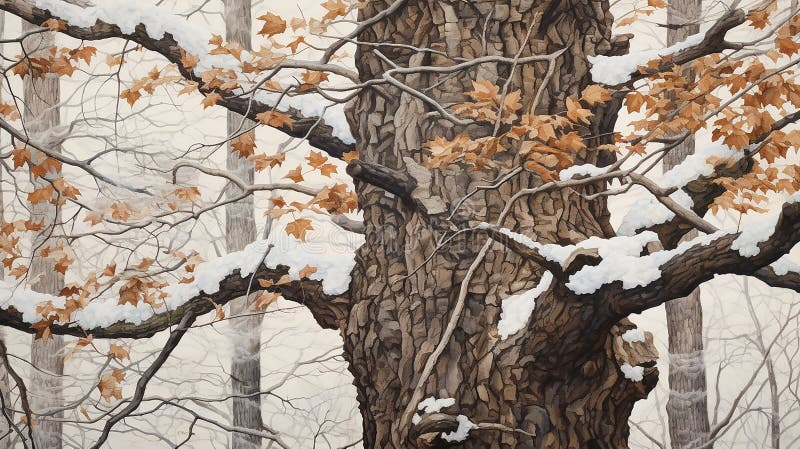 A Maple Tree S Bark and Branches Against a Clean White Canvas Stock ...