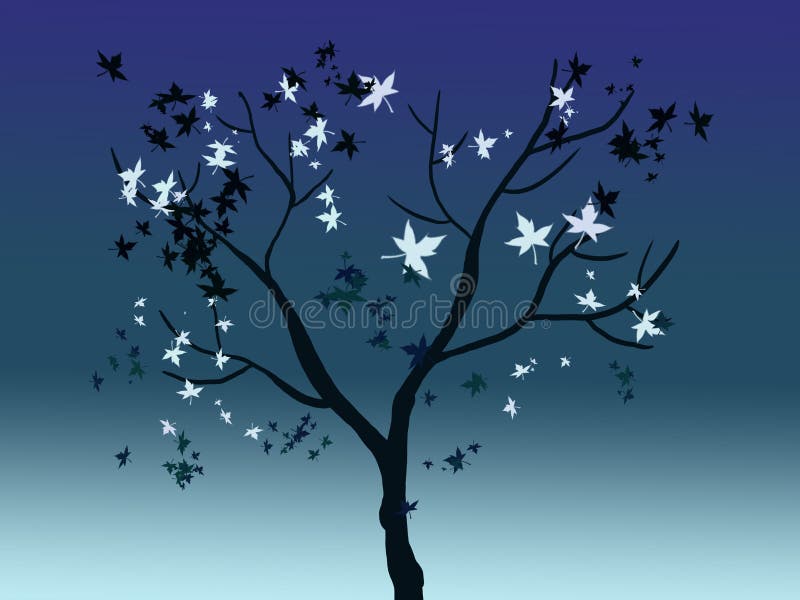 Maple Tree with White Leaves. Stock Illustration - Illustration of wood ...