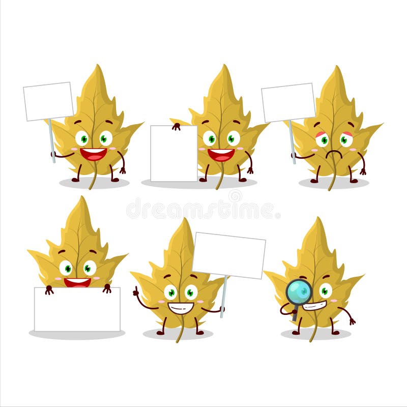 Maple Yellow Leaf Cartoon Character Bring Information Board Stock ...