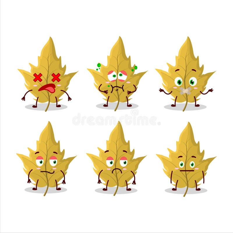 Maple Yellow Leaf Cartoon Character with Nope Expression Stock Vector ...