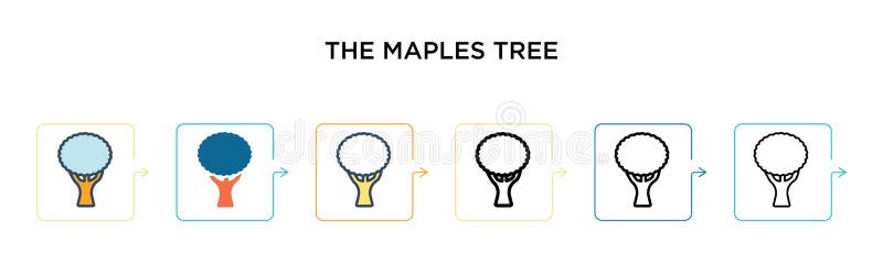 The Maples Tree Vector Icon in 6 Different Modern Styles. Black, Two ...