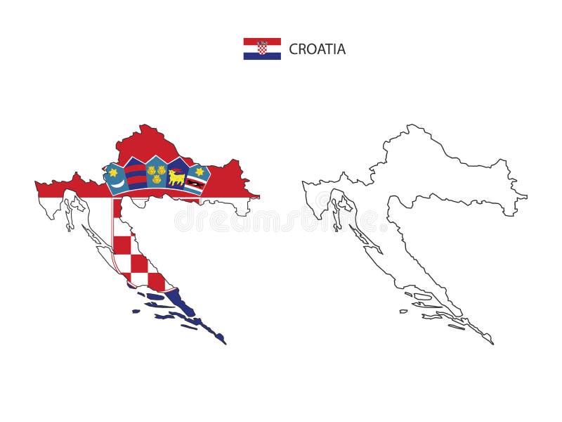 Croatia Map City Vector Divided by Outline Simplicity Style. Have 2 ...