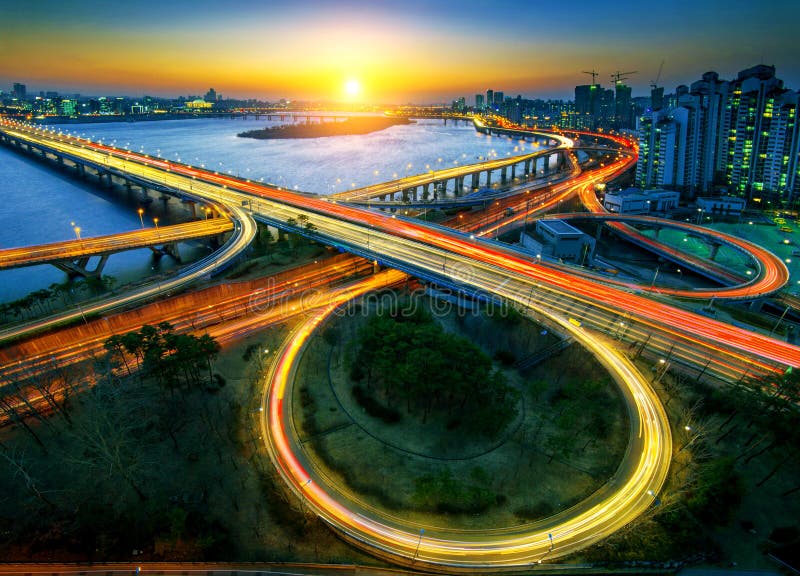 Mapo Bridge and Seoul Cityscape in Korea. Stock Photo - Image of ...