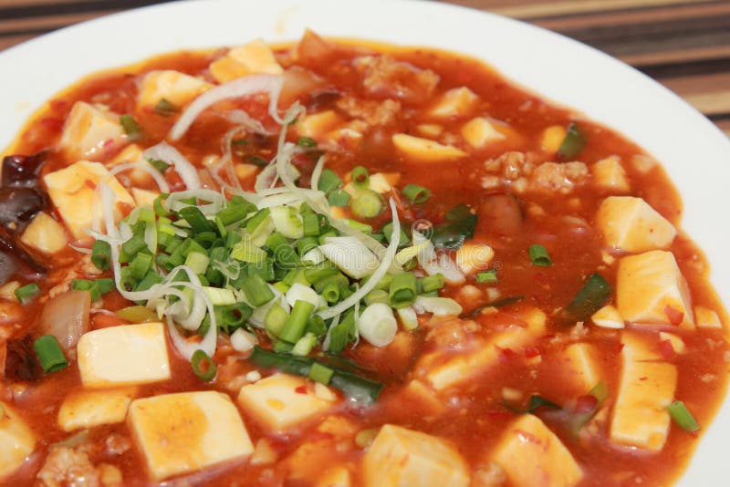 Chinese Food Mapo Doufu Chinese in White Dish Stock Photo - Image of ...