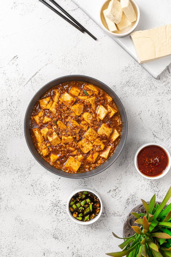 Mapo Tofu Braised Bean Curd Tofu with Hot Spicy Sauce Stock Image ...