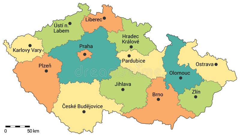 Mappa Amministrativa Della Repubblica Ceca Illustrazione Vettoriale ...