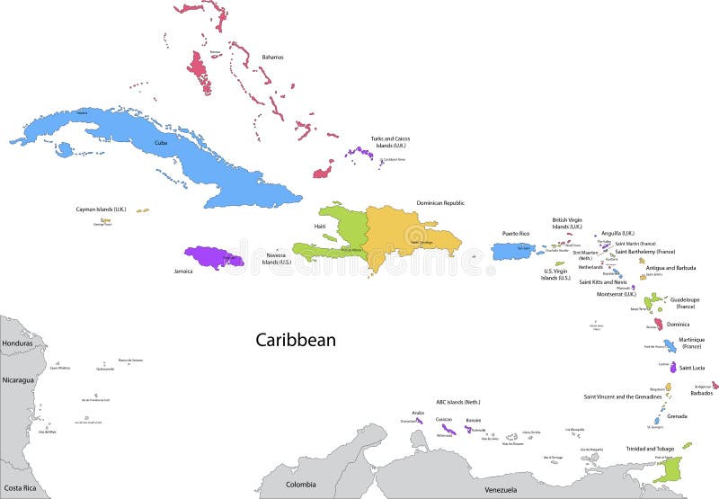 Mappa dei Caraibi illustrazione vettoriale. Illustrazione di oceano ...