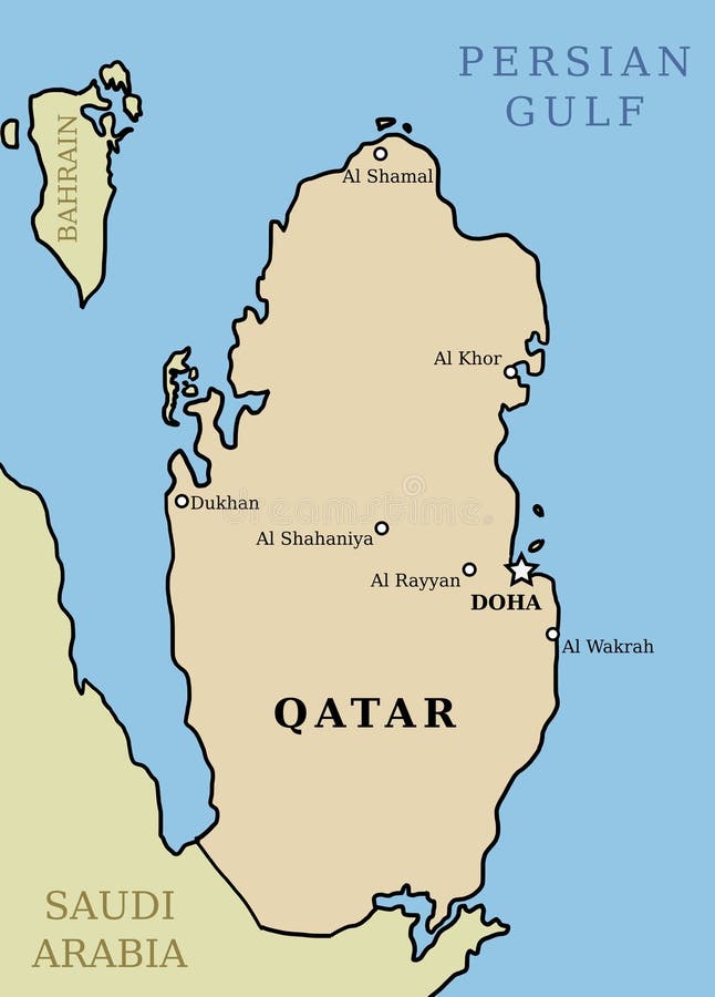 Mappa del Qatar illustrazione vettoriale. Illustrazione di ...