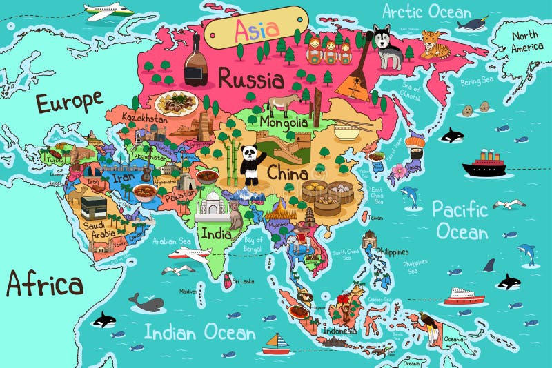 Mappa dell'Asia illustrazione vettoriale. Illustrazione di israele ...