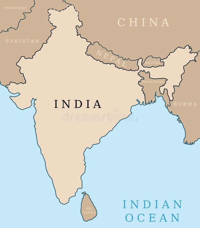 Mappa dell'India illustrazione vettoriale. Illustrazione di posti ...
