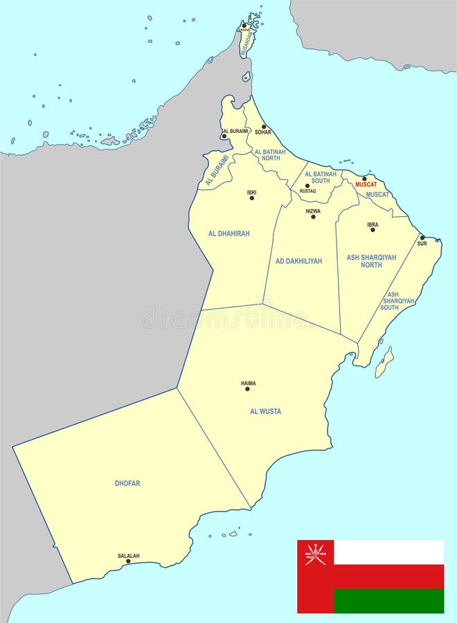 Mappa dell'Oman illustrazione vettoriale. Illustrazione di soltanato ...