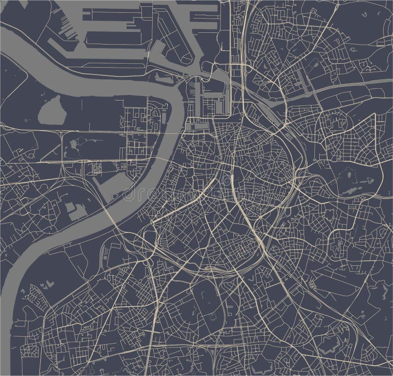 Mappa Della Città Di Anversa, Belgio Illustrazione di Stock ...
