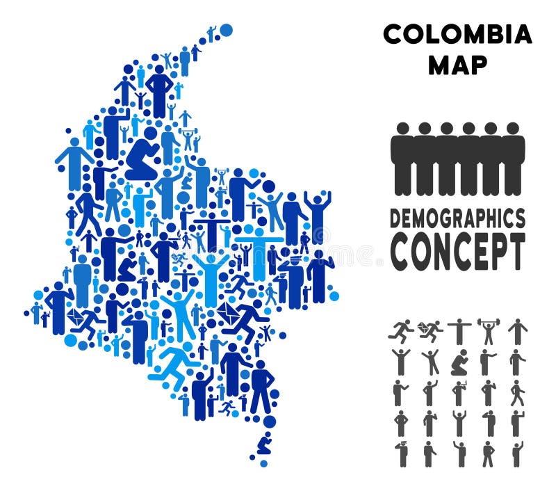 Mappa Della Colombia Della Gente Illustrazione Vettoriale ...