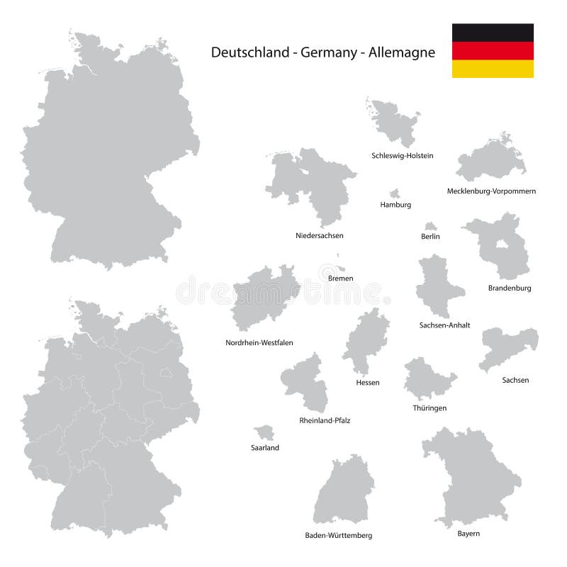 Mappa Della Germania Con Le Siluette Separate Dello Stato Federale ...