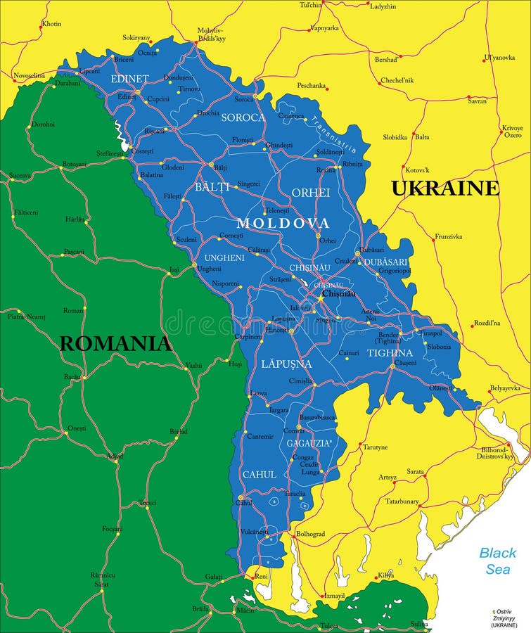 Mappa della Moldavia illustrazione vettoriale. Illustrazione di città ...