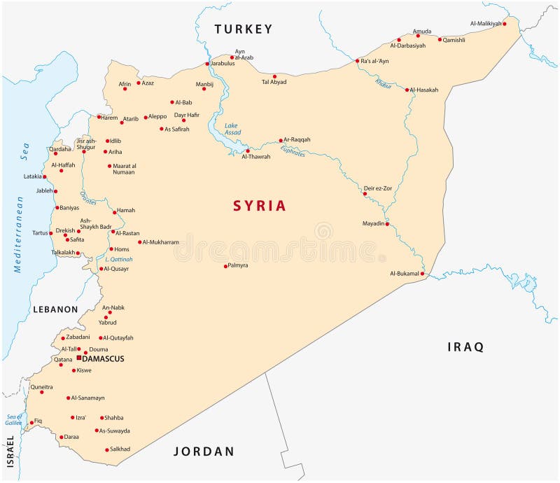 Mappa della Siria illustrazione di stock. Illustrazione di città - 47424310