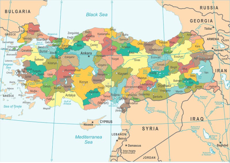 Mappa Della Turchia - Illustrazione Di Vettore Illustrazione di Stock ...