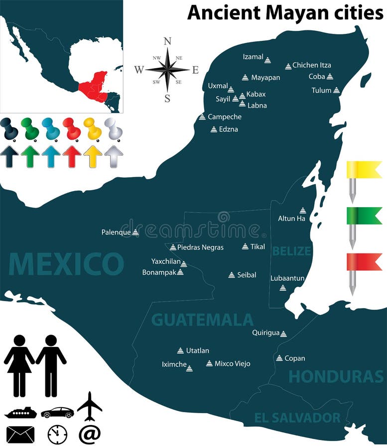 Mappa delle città maya illustrazione vettoriale. Illustrazione di ...