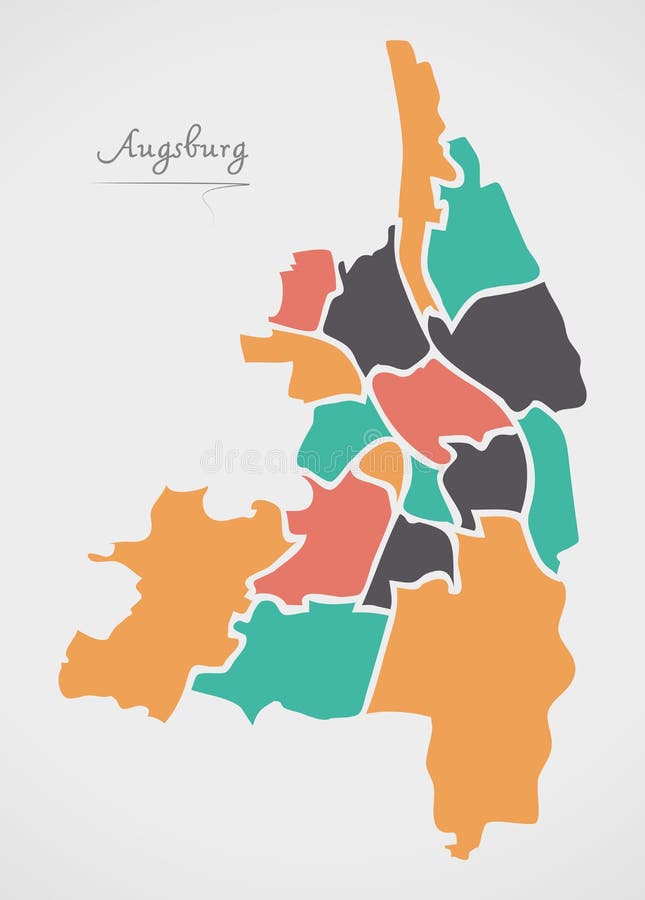 Mappa Di Augusta Con Le Città E Le Forme Rotonde Moderne Illustrazione ...
