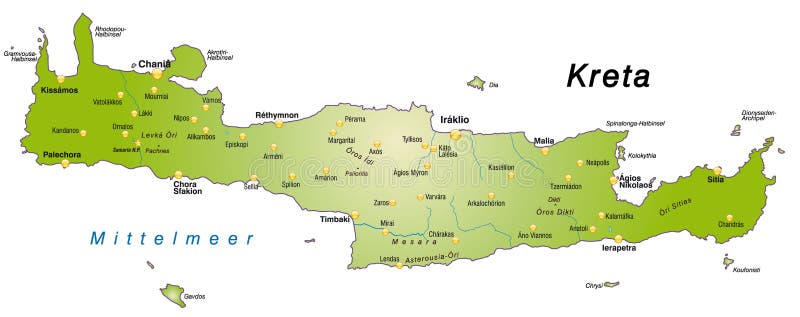 Mappa Di Creta Come Panoramica Illustrazione di Stock - Illustrazione ...