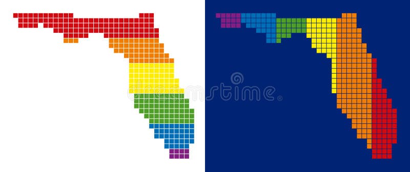 Mappa Di Florida Punteggiata Pixel Di Spettro Illustrazione Vettoriale ...