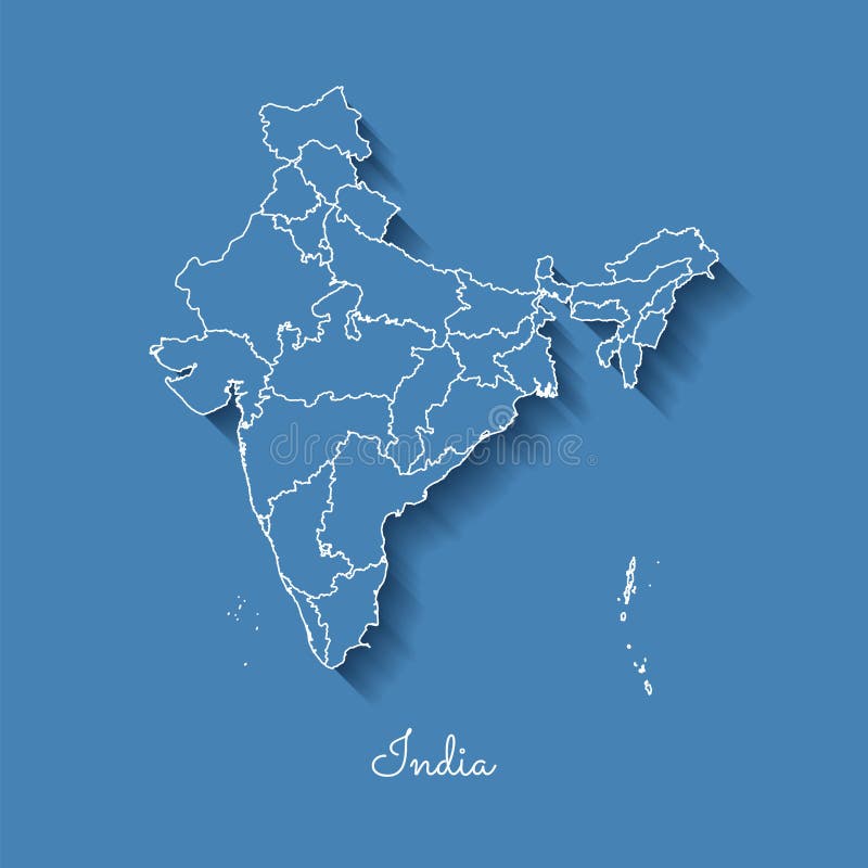 Mappa Di Regione Dell'India: Blu Con Il Profilo Bianco E Illustrazione ...