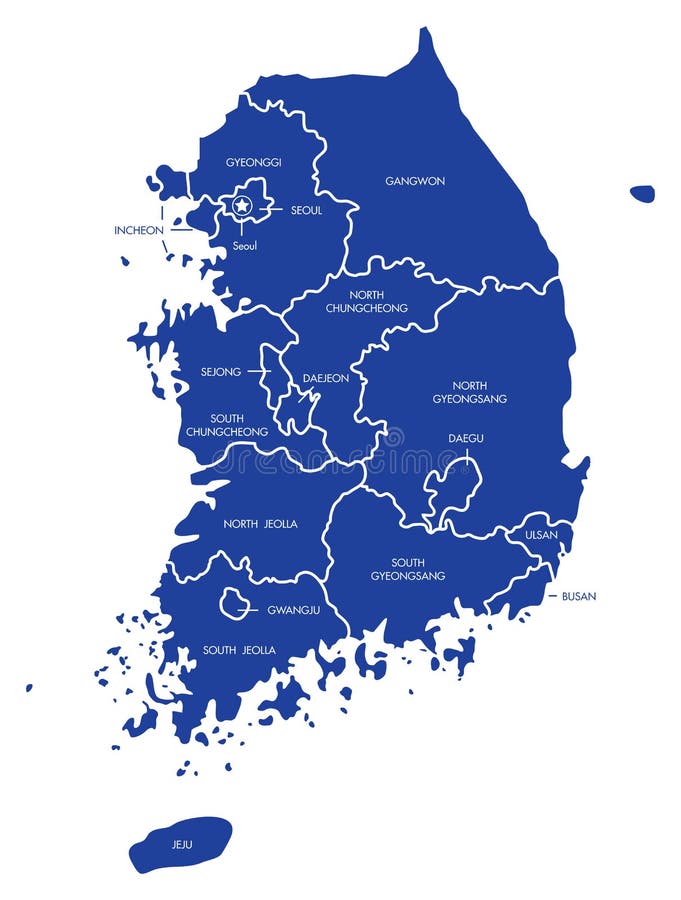 Mappa Di Regioni Della Corea Del Sud Illustrazione Vettoriale ...