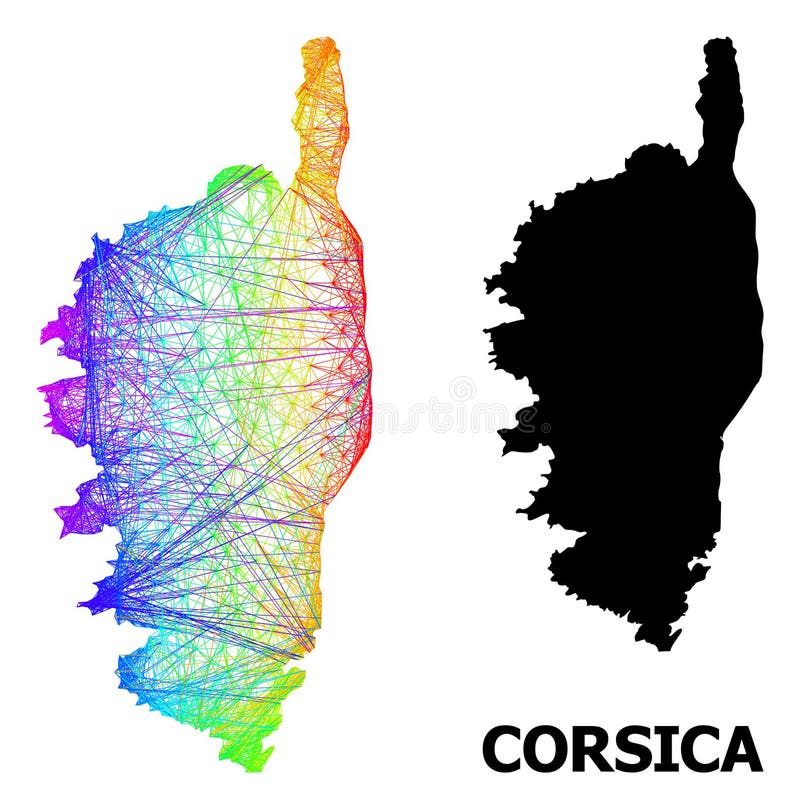 Mappa Di Rete Della Corsica Con Sfumatura Di Colore Arcobaleno ... Mappa Di Rete Della Corsica Con Sfumatura Di Colore Arcobaleno ...