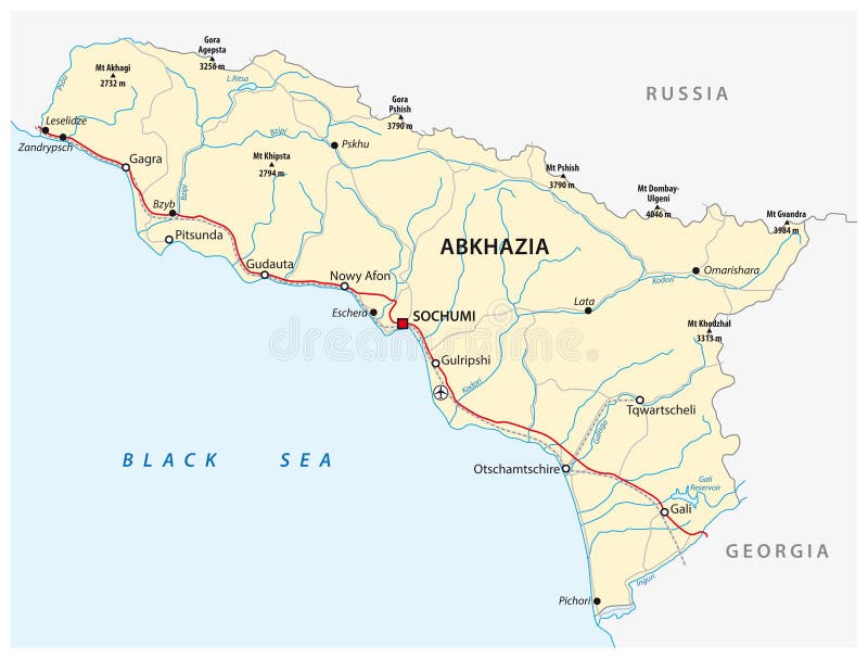 Mappa Amministrativa E Politica Dell'Abkhazia Di Vettore Con La ...