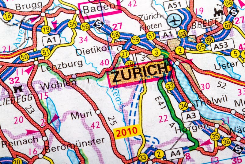 Mappa di Zurigo immagine stock. Immagine di spruzzo, francia - 36800899