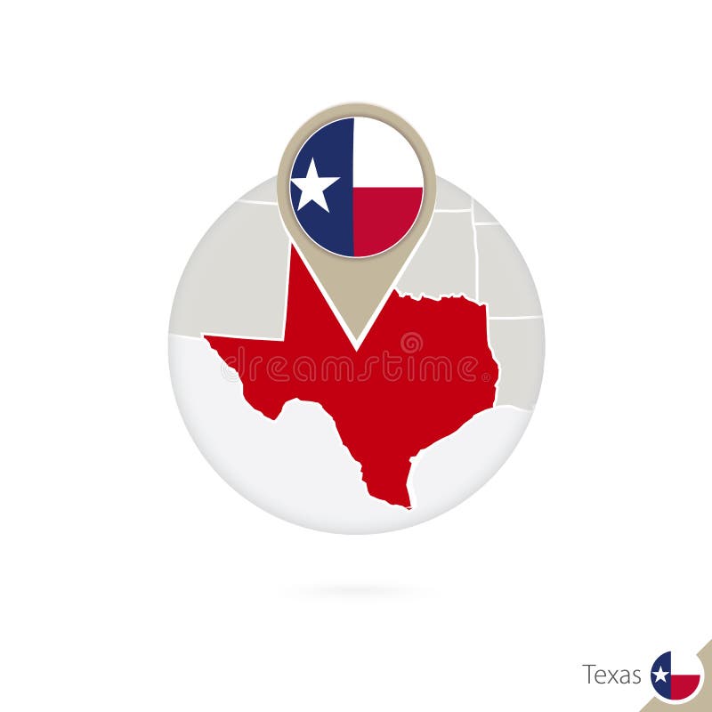 Mappa E Bandiera Dello Stato USA Del Texas Nel Cerchio Mappa Perno ... Mappa E Bandiera Dello Stato USA Del Texas Nel Cerchio Mappa Perno ...