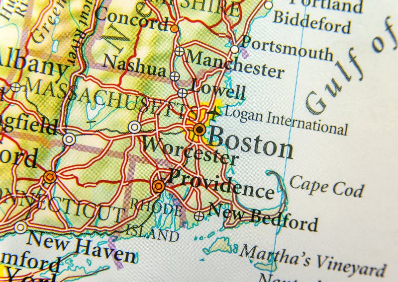 Mappa Geografica Di Boston in Dettaglio Fotografia Stock - Immagine di ...