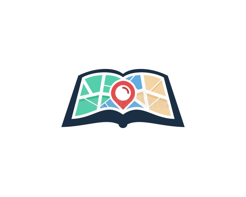 Mappa Logo Icon Design Del Libro Illustrazione Vettoriale ...