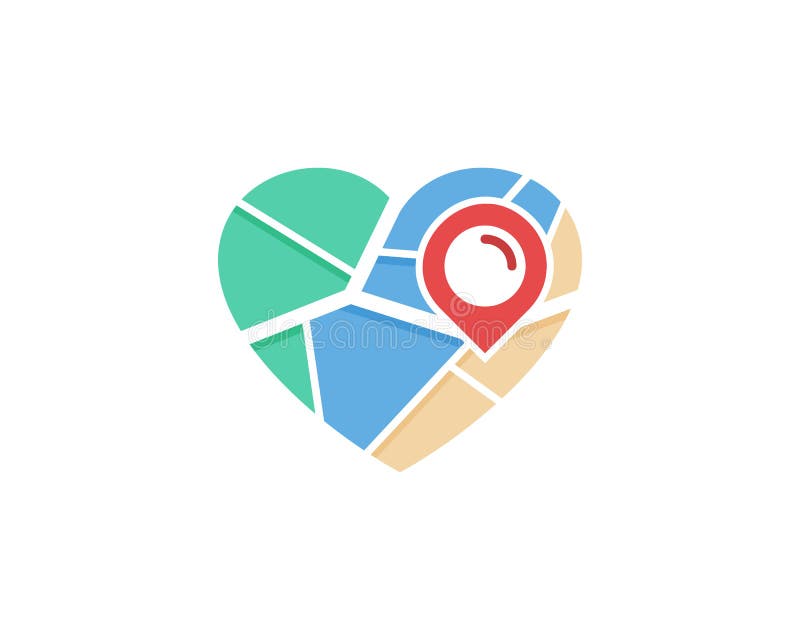 Mappa Logo Icon Design Di Amore Illustrazione Vettoriale ...