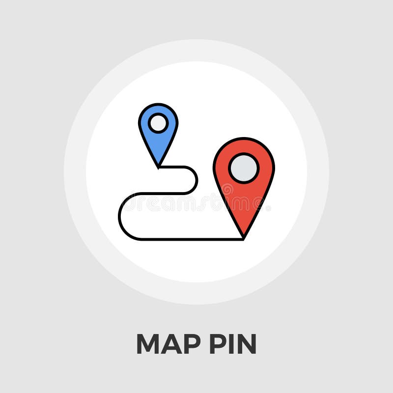 Mappa Pin Flat Icon illustrazione vettoriale. Illustrazione di ...