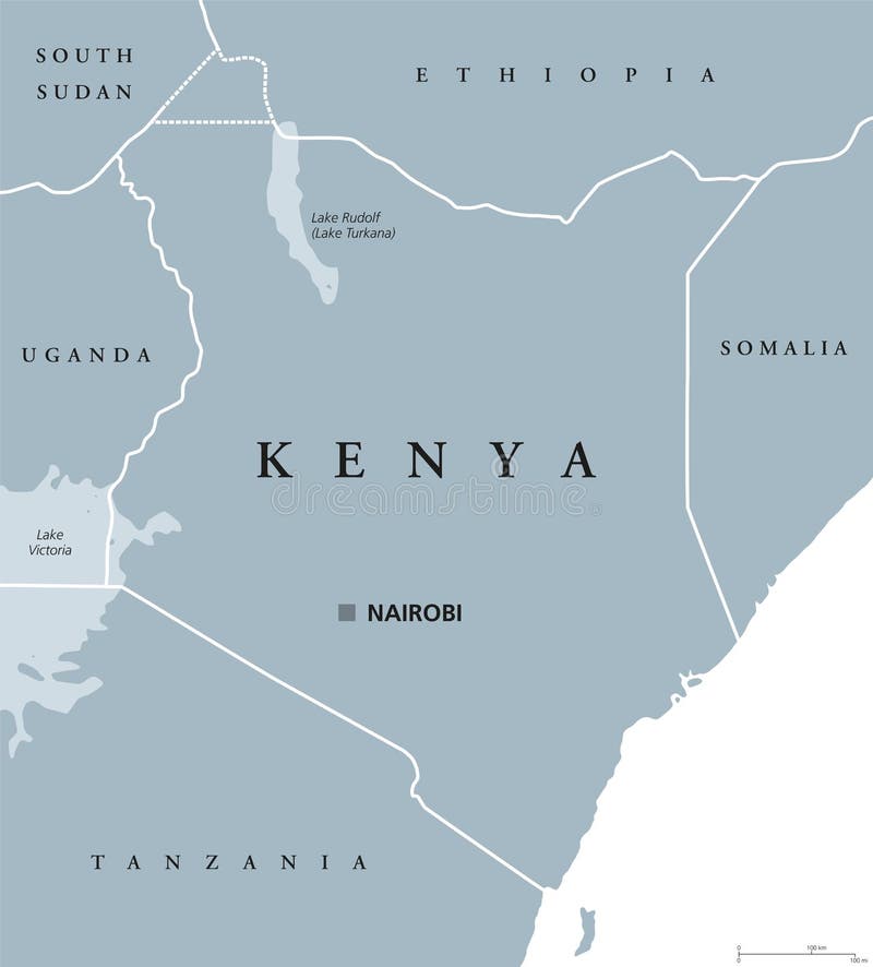 Mappa politica del Kenya illustrazione vettoriale. Illustrazione di ...