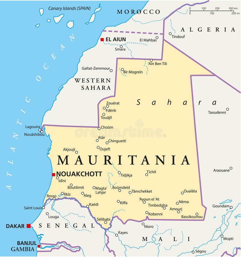 Mappa Politica Della Mauritania Illustrazione Vettoriale ...