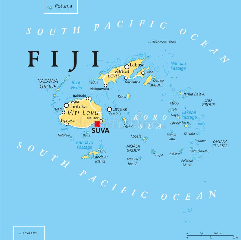 Mappa Politica delle Fiji illustrazione vettoriale. Illustrazione di ...