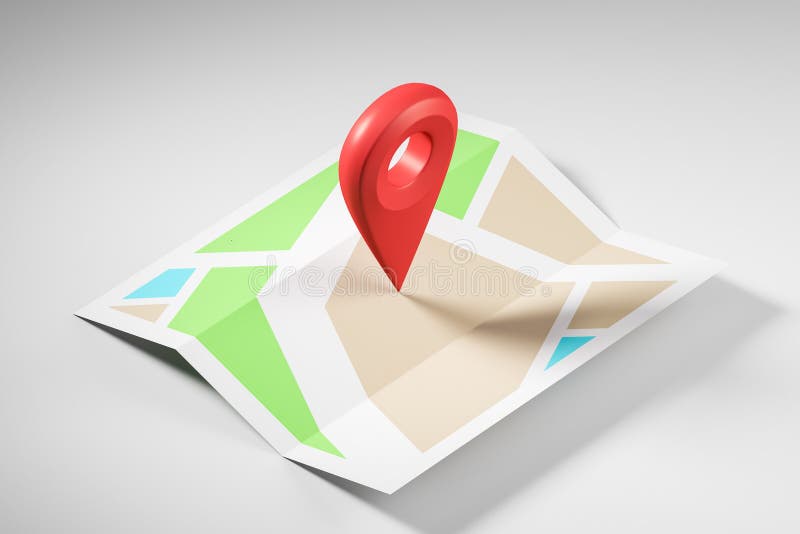 Mappa Schematica Con Il Grande Puntatore Rosso Nel Centro Illustrazione ...