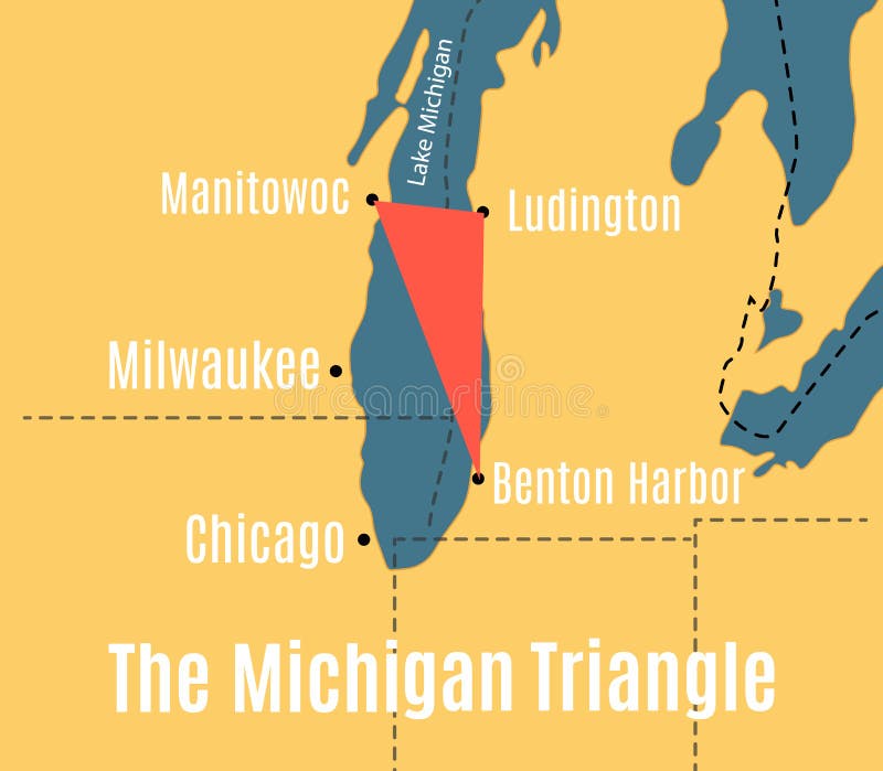 Mappa Del Lago Nel Michigan Illustrazione Vettoriale - Illustrazione di ...