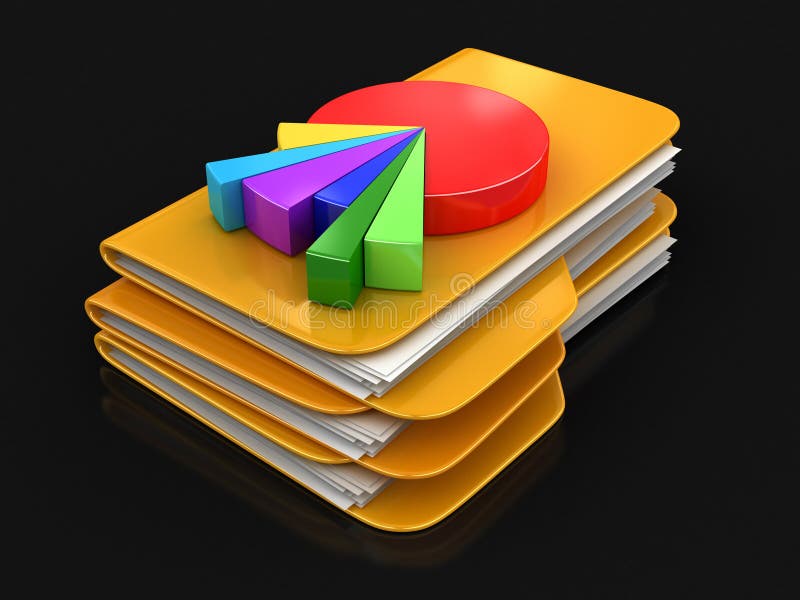 Mappar Och Mappar Med Pajdiagrammet Stock Illustrationer - Illustration av dator, sida: 79374208