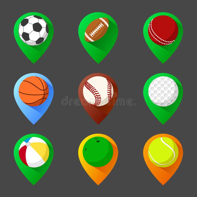 Mapping Geo Tag Pin Icon Set with Balls Stock Vector - Illustration of ...