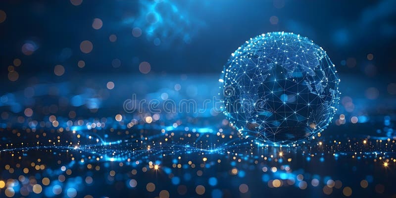 Mapping Global Network Connections on Earth. Concept Telecommunications ...