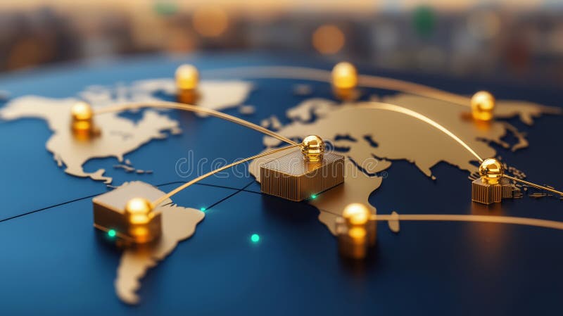 Mapping Global Trade Routes and Commerce Connections Digitally Stock ...