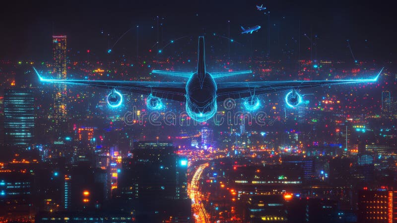 Mapping of the International Air Travel Network Connections Stock Image ...