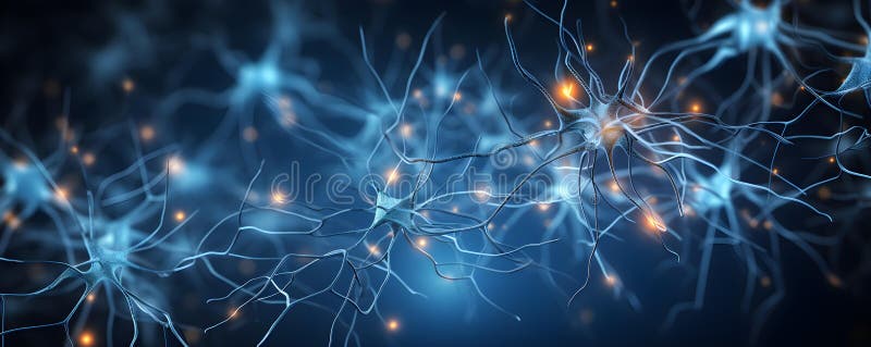 Mapping the Neural Network Blue Background Illustration of Nerve Cell ...